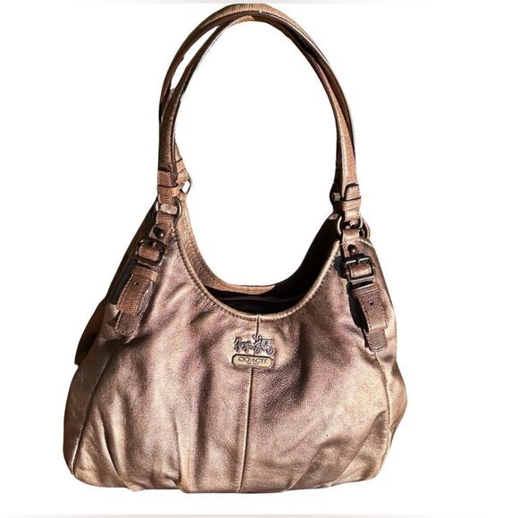 Coach | Bags | Coach Madison Maggie Leather Hobo Bag Bronze Metallic ...